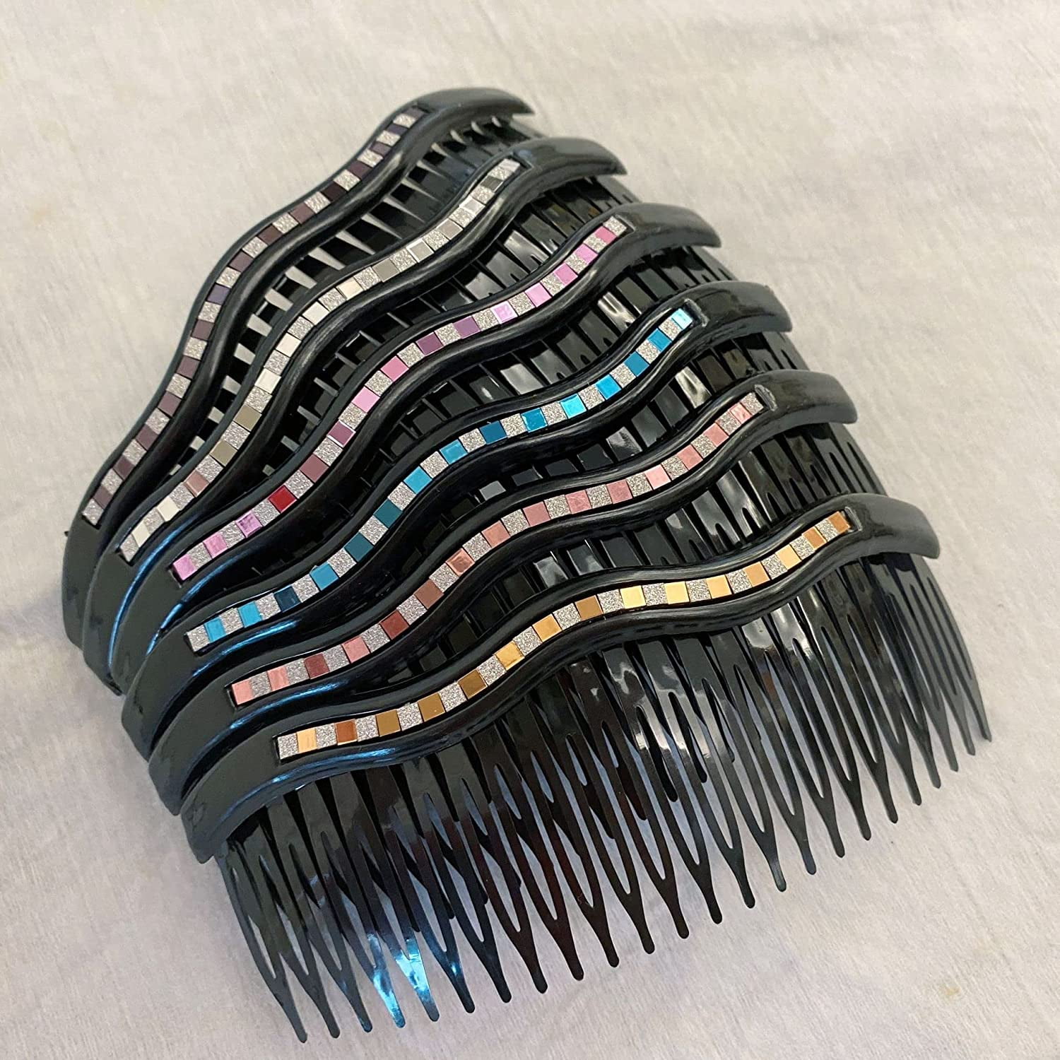 KUMIWHI 6PCS Wavy Rhinestone Hair Side Combs 24 Teeth Hair Comb Pin ...