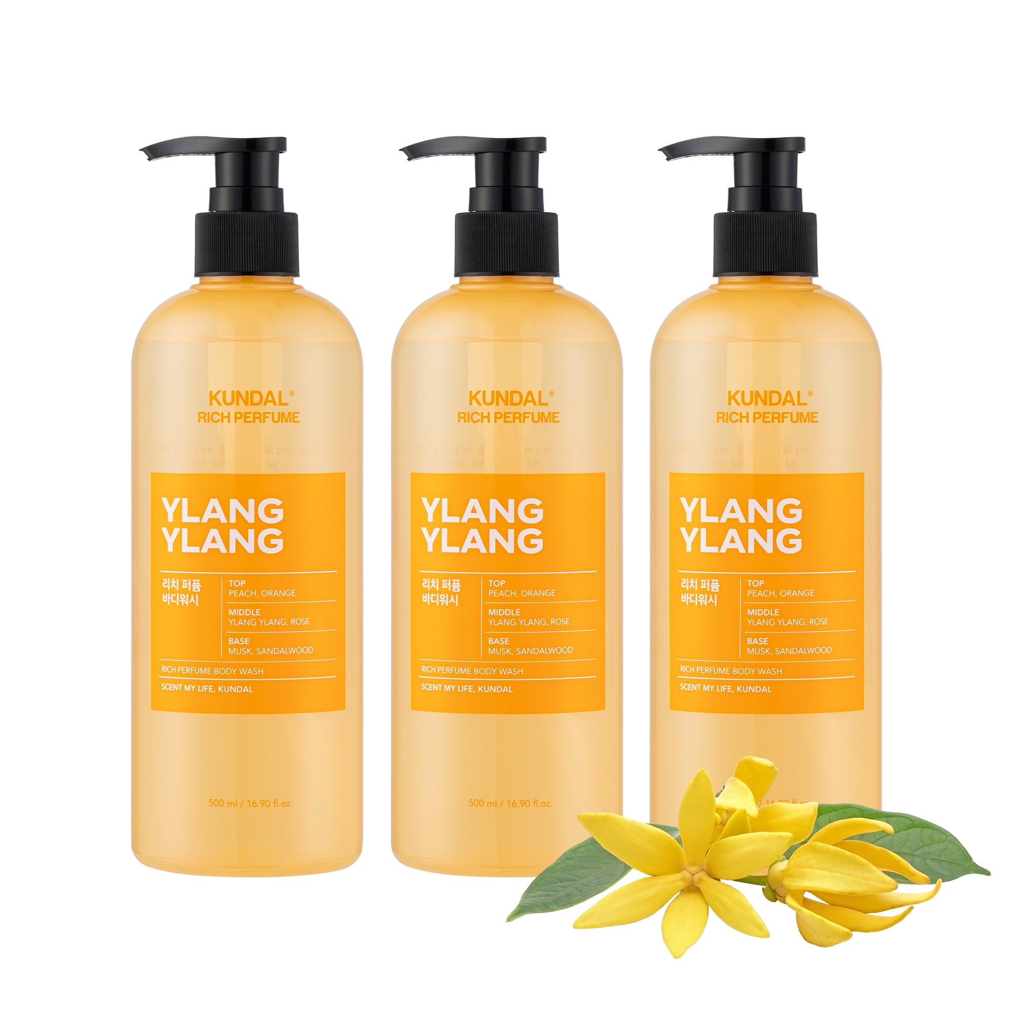 Kundal Rich Perfume Body Wash 16.9 fl oz 3EA Set, Ylang Ylang - Walmart.com