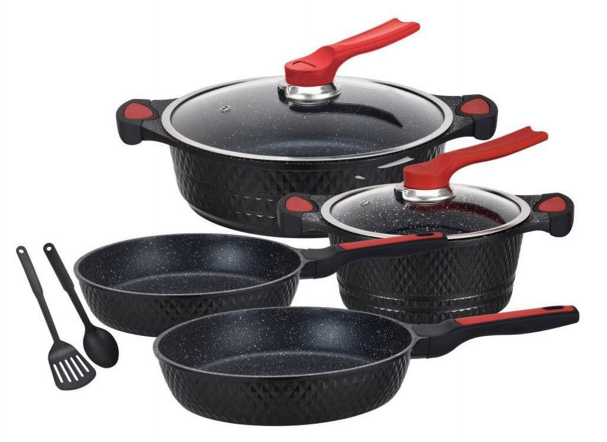 Kung Fu 8pc Die Cast Aluminum Cookware Set, Induction Safe, Includes 2 ...