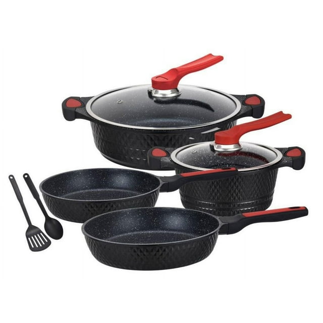 KUNG FU - 8pc Die Cast Aluminum Cookware Set (includes 2 utensils ...