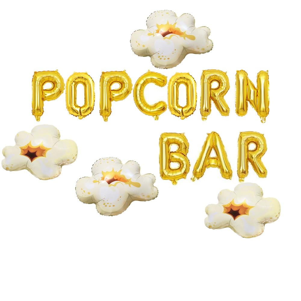 KUNGOON Popcorn Bar Balloons,Popcorn Theme Party Sign,4pcs H2FSDCartoon ...
