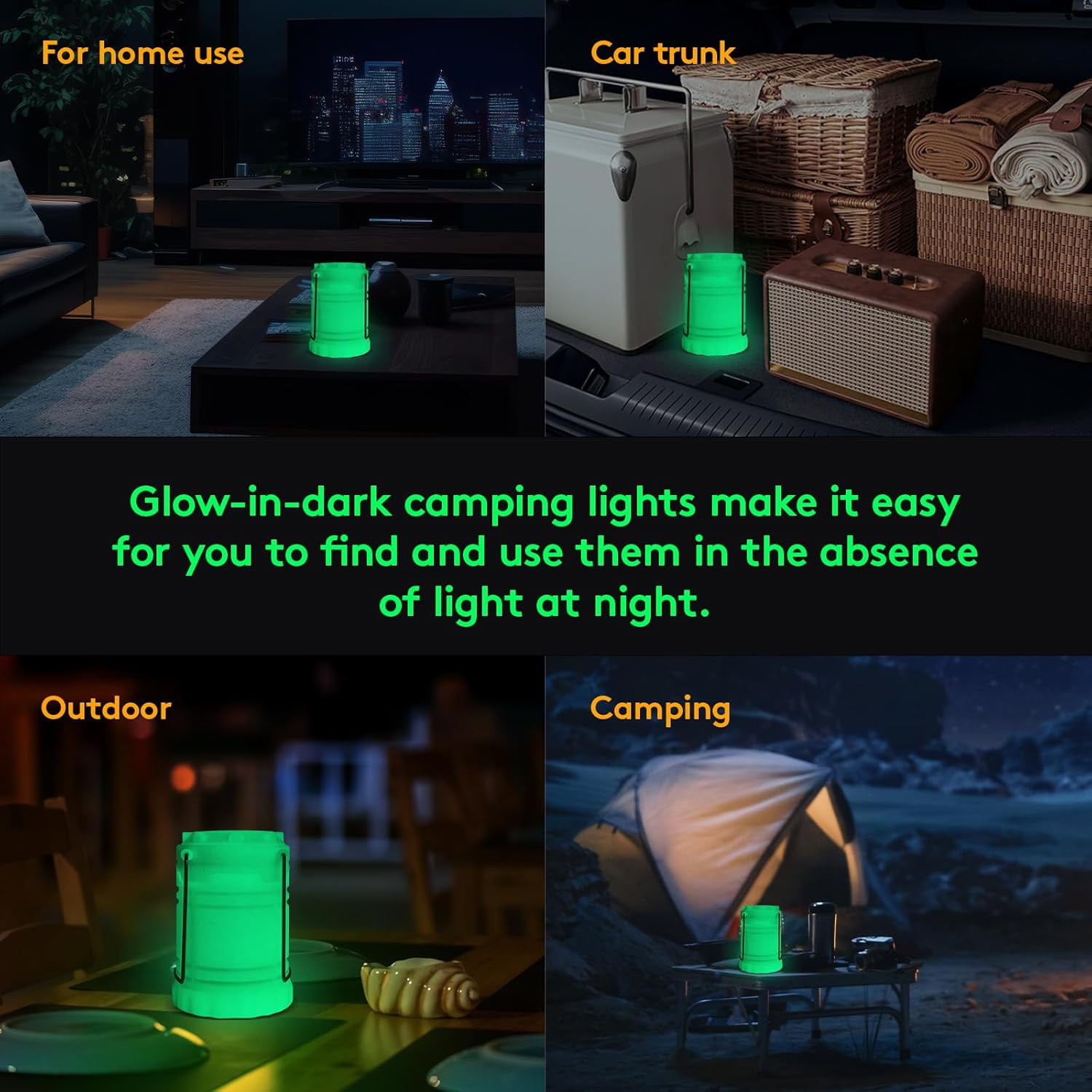 KUNHE LED 10 Pack Glow-in-The-Dark Camping Lanterns Battery Powered ...