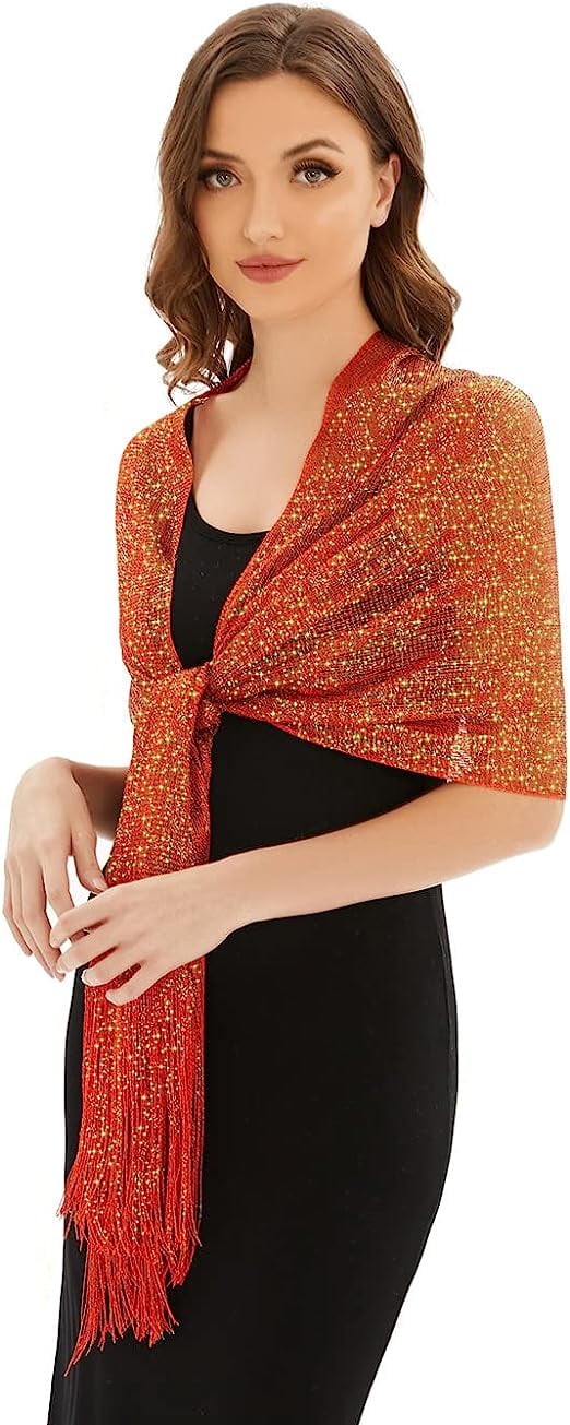 KUNINDOME Sparkling Metallic Shawls and Wraps with Buckle,Christmas red ...