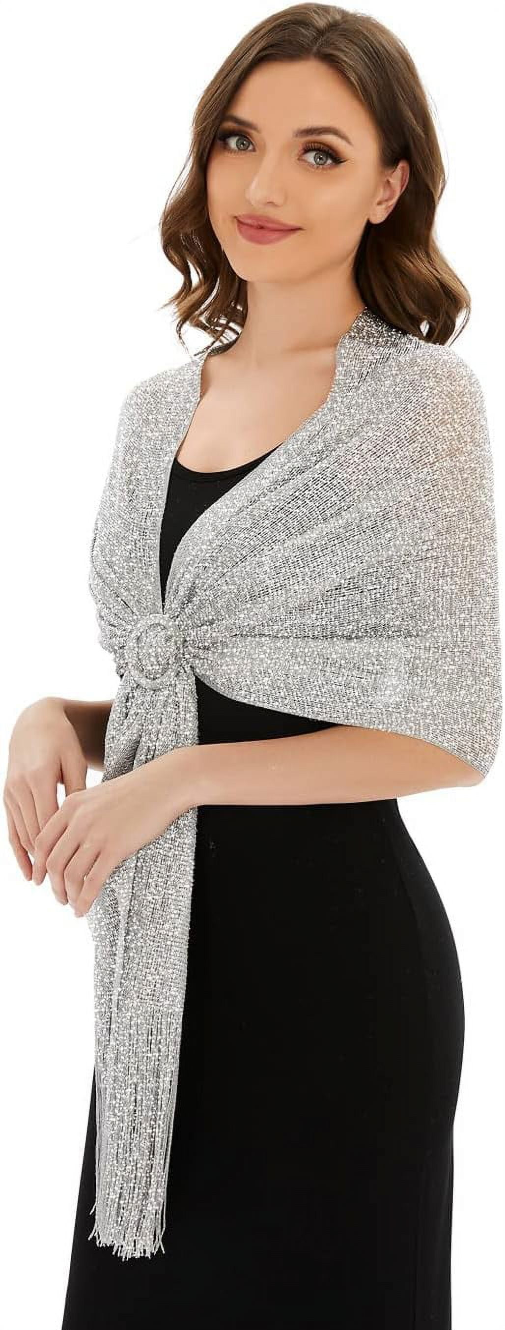 KUNINDOME Women's Silver Metallic Shawls Wraps - Walmart.com