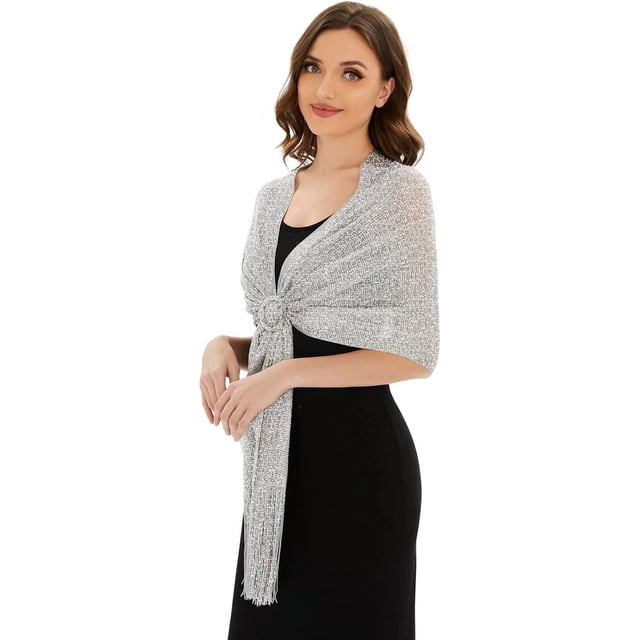 KUNINDOME Women's Silver Metallic Shawls Wraps - Walmart.com