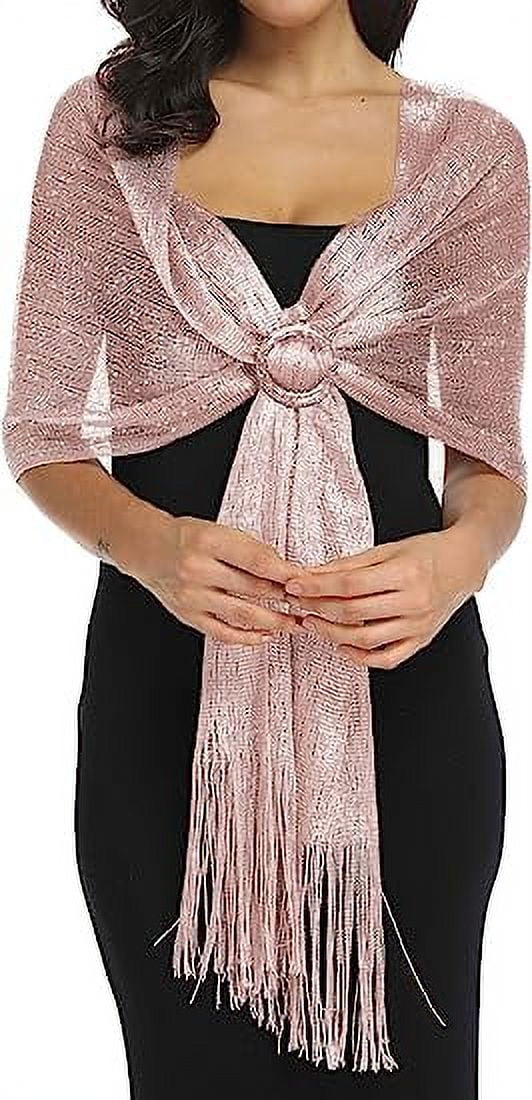 KUNINDOME Sparkling Metallic Shawls and Wraps with Buckle, Rose Gold ...