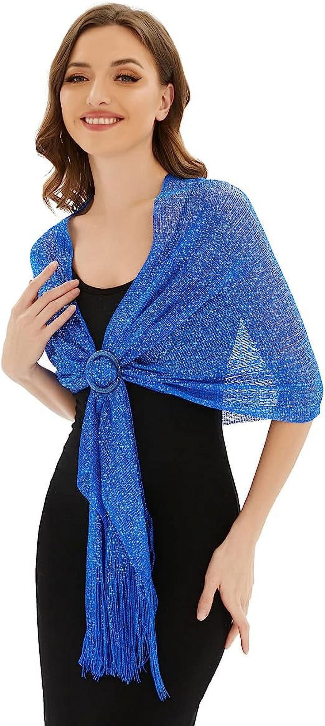 KUNINDOME Sparkling Metallic Shawls and Wraps with Buckle for Evening ...