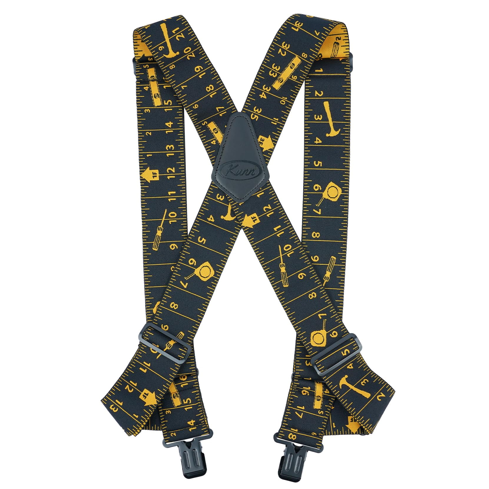 KUNN Men's 2 Inch Suspenders Heavy Duty Side Clip Adjustable Elastic ...