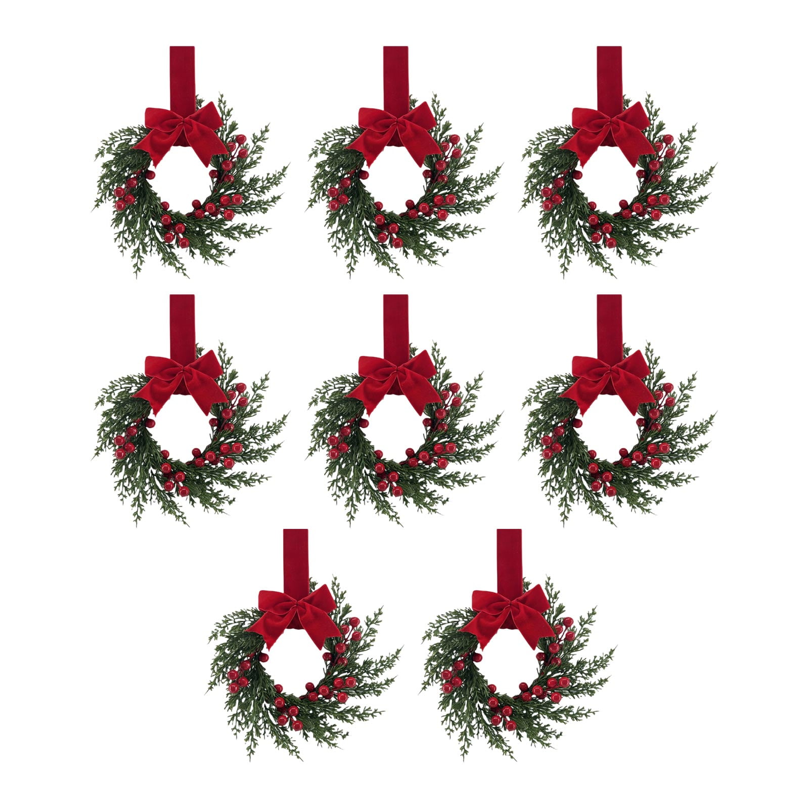 KUNPENG 10" Christmas Mini Wreaths, Set of Small Artificial Pine ...