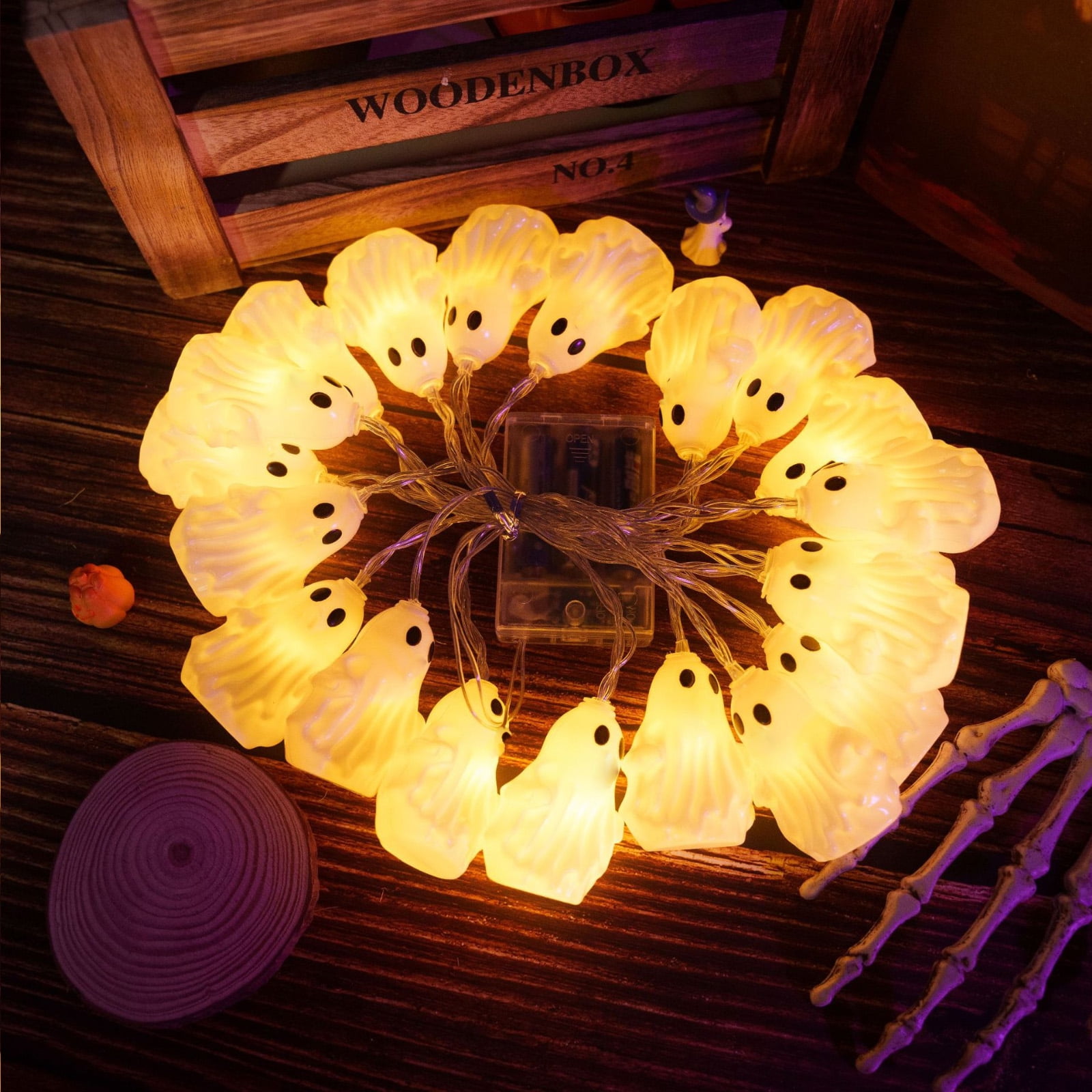 KUNPENG 10 Ft LED Ghost Light String Lights - Cute Battery Operated ...