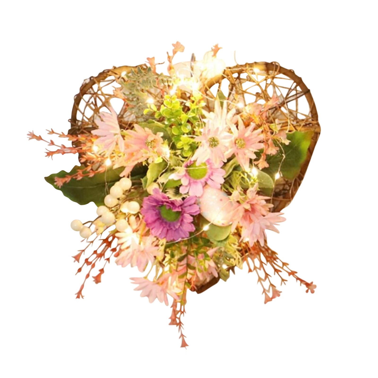 KUNPENG 11.8" Lighted Easter Wreath Decorations For Front Door, Heart ...