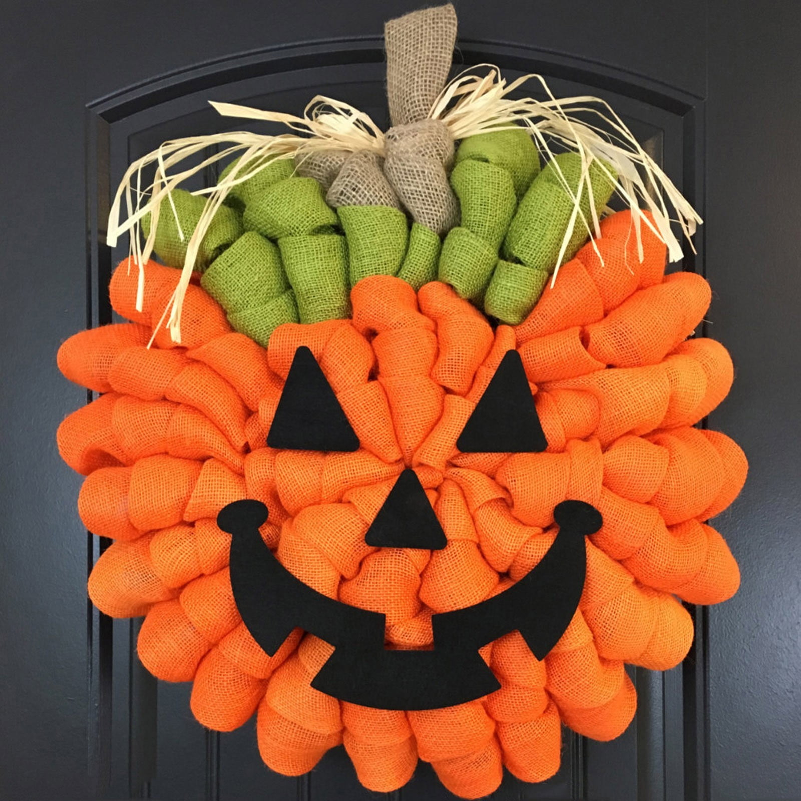 KUNPENG 12“ Autumn Pumpkin Wreath for Halloween, Thanksgiving ...