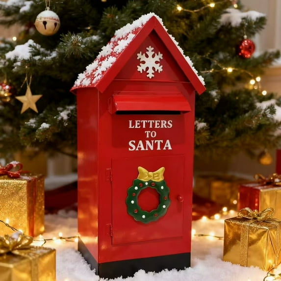 KUNPENG 15.8" Christmas Mailbox Letter Decor Iron Mail Box Postbox ...
