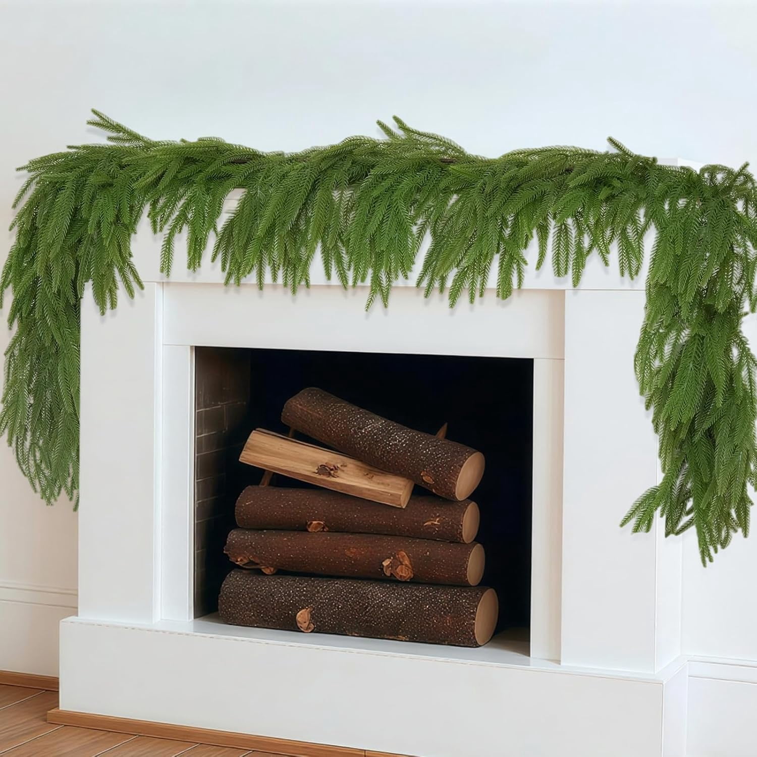 KUNPENG 2 * 6FT Fully Christmas Garland, Real Touch Norfolk Pine ...