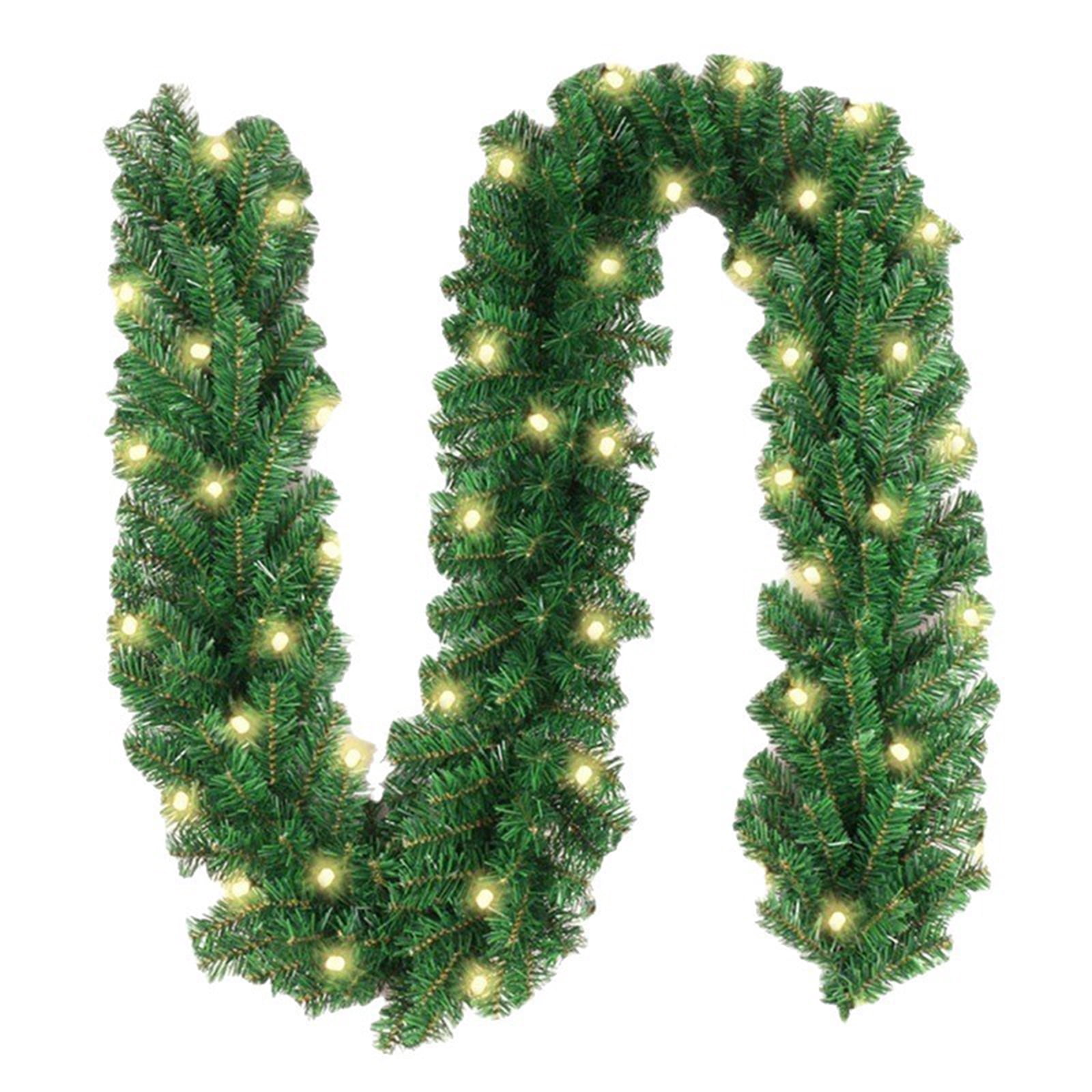 KUNPENG 2 Pcs Christmas Pine Garland with LED Lights, Fall Decorations ...