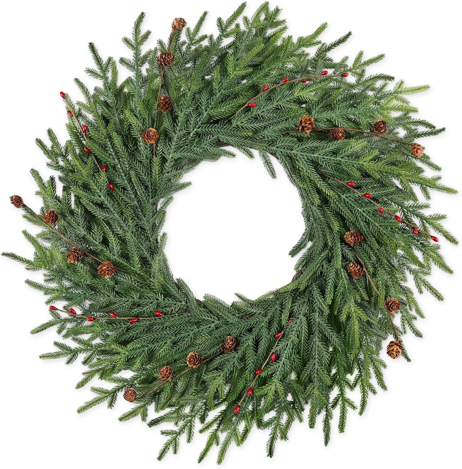 KUNPENG 24 Inch Real Touch Christmas Wreath, Soft Bendable Winter ...