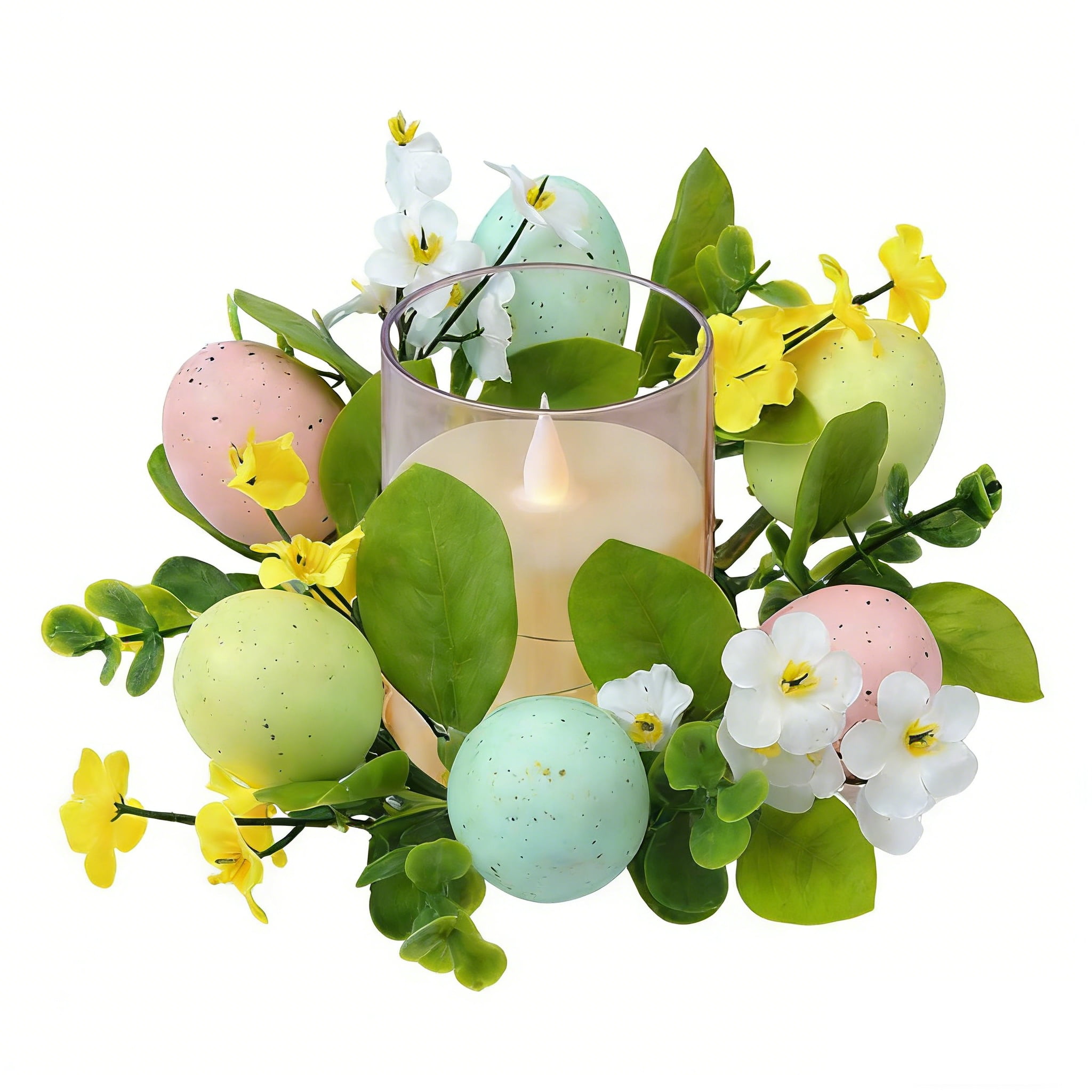 KUNPENG 4PCS Easter Candle Rings Wreaths Spring Egg and Pastel Pip ...