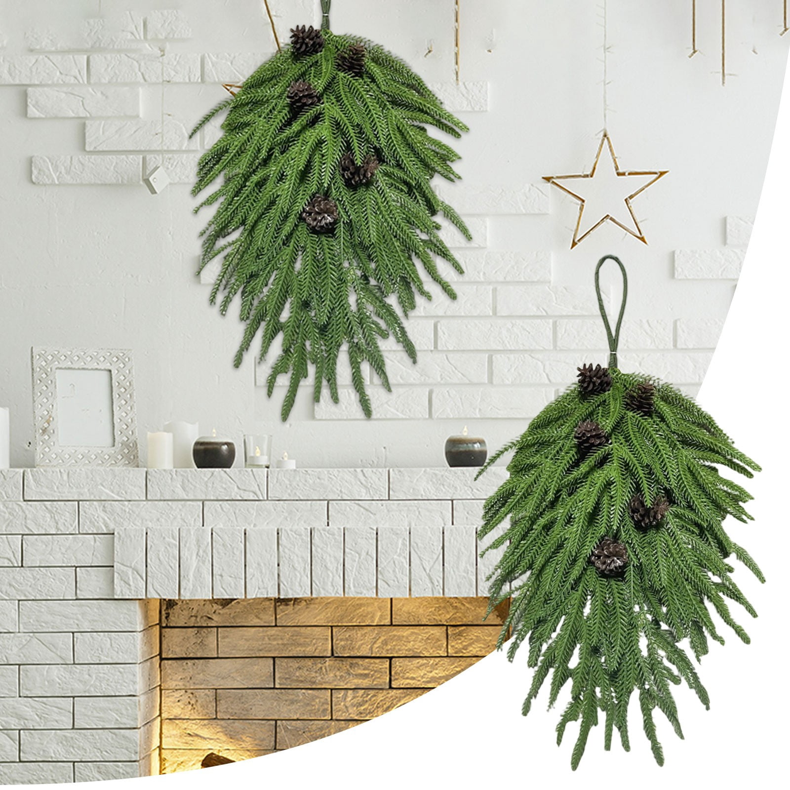 KUNPENG Artificial Christmas Teardrop Wreath, 25.6" Christmas Pine ...