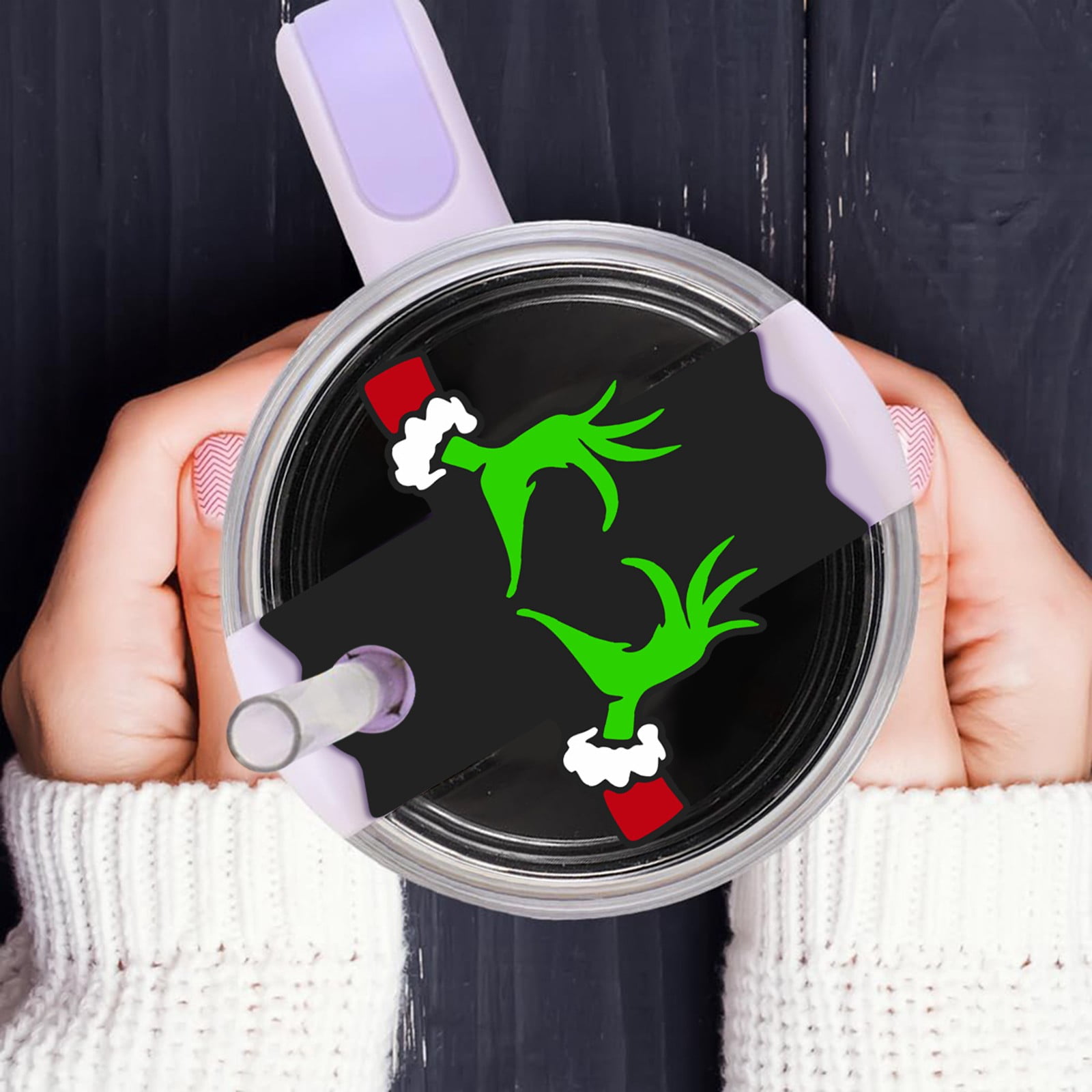 KUNPENG Christmas Gri'nch Heart Cup Lid Decorations - Acrylic Christmas ...