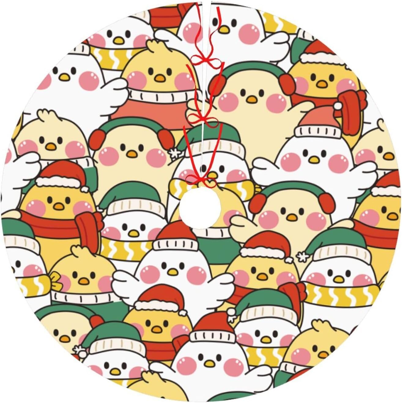 KUNPENG Cute Dinosaurs Red Christmas Tree Skirt Animal Tree Skirts ...