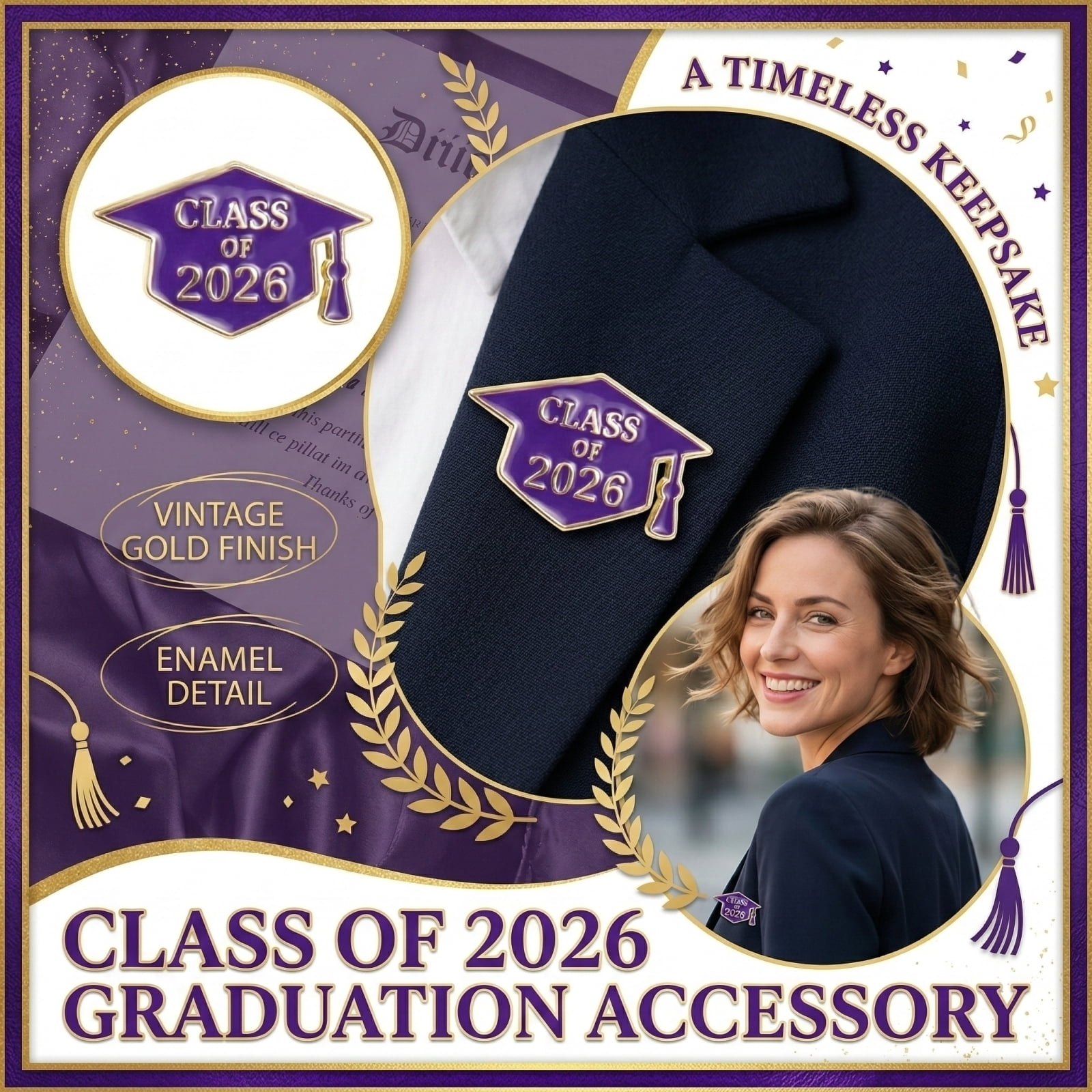 KUNPENG Graduation Cap Pin 2026, Class of 2026 Graduation Brooch for ...