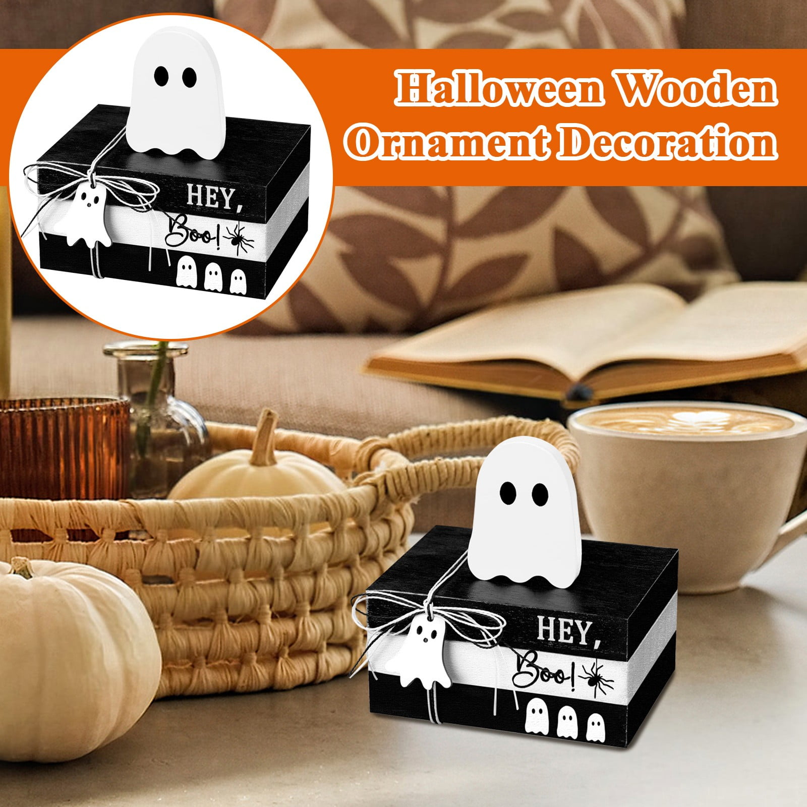 KUNPENG Halloween Ghost Table Decor, Rustic Distressed Ghost Wooden ...