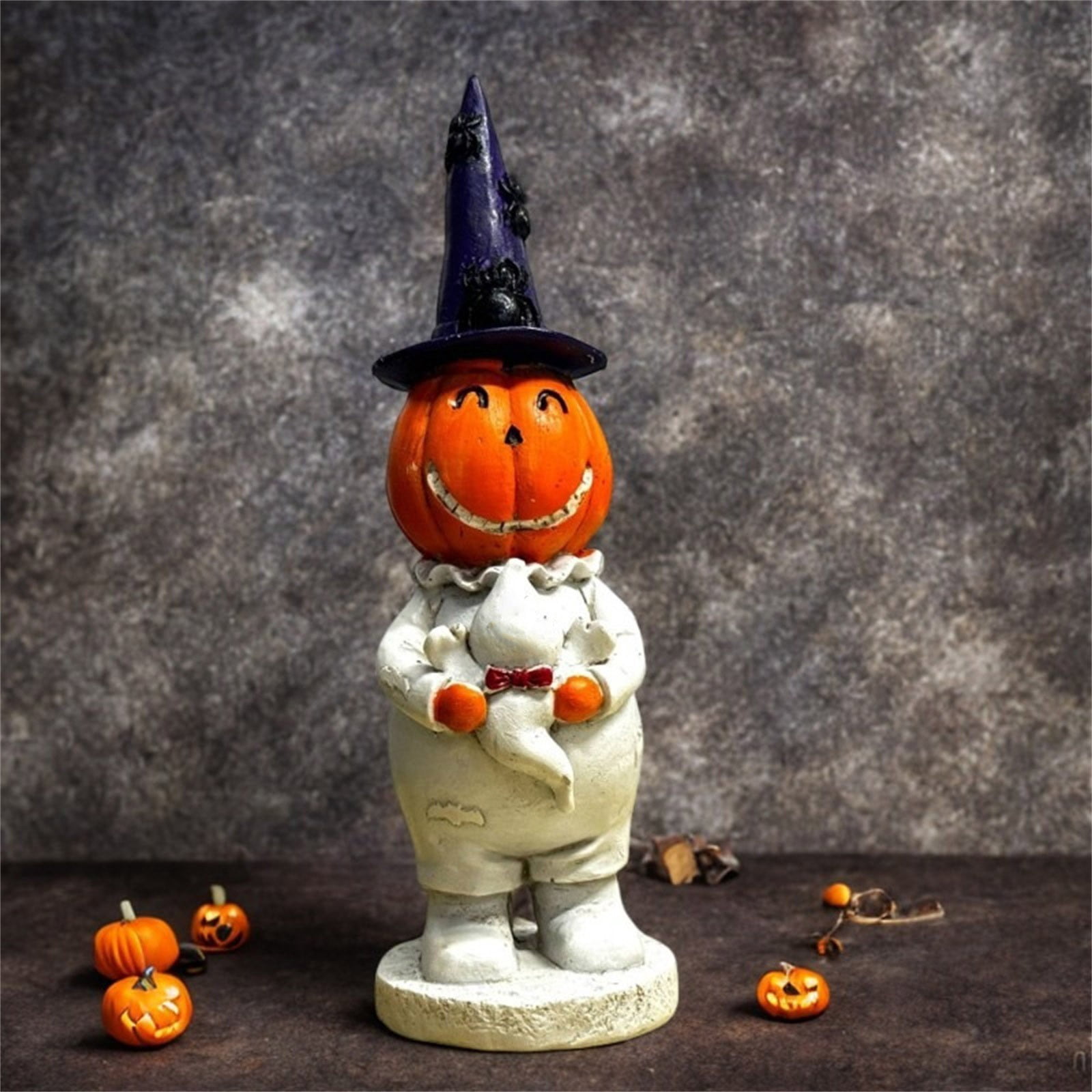 KUNPENG Halloween Pumpkin Ghost Image, Smiling Pumpkin Head with Witch ...