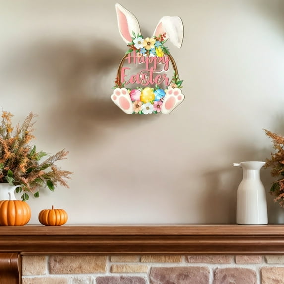 KUNPENG Wooden Easter Decorations Door Wreath for Front Door Sign Wall ...