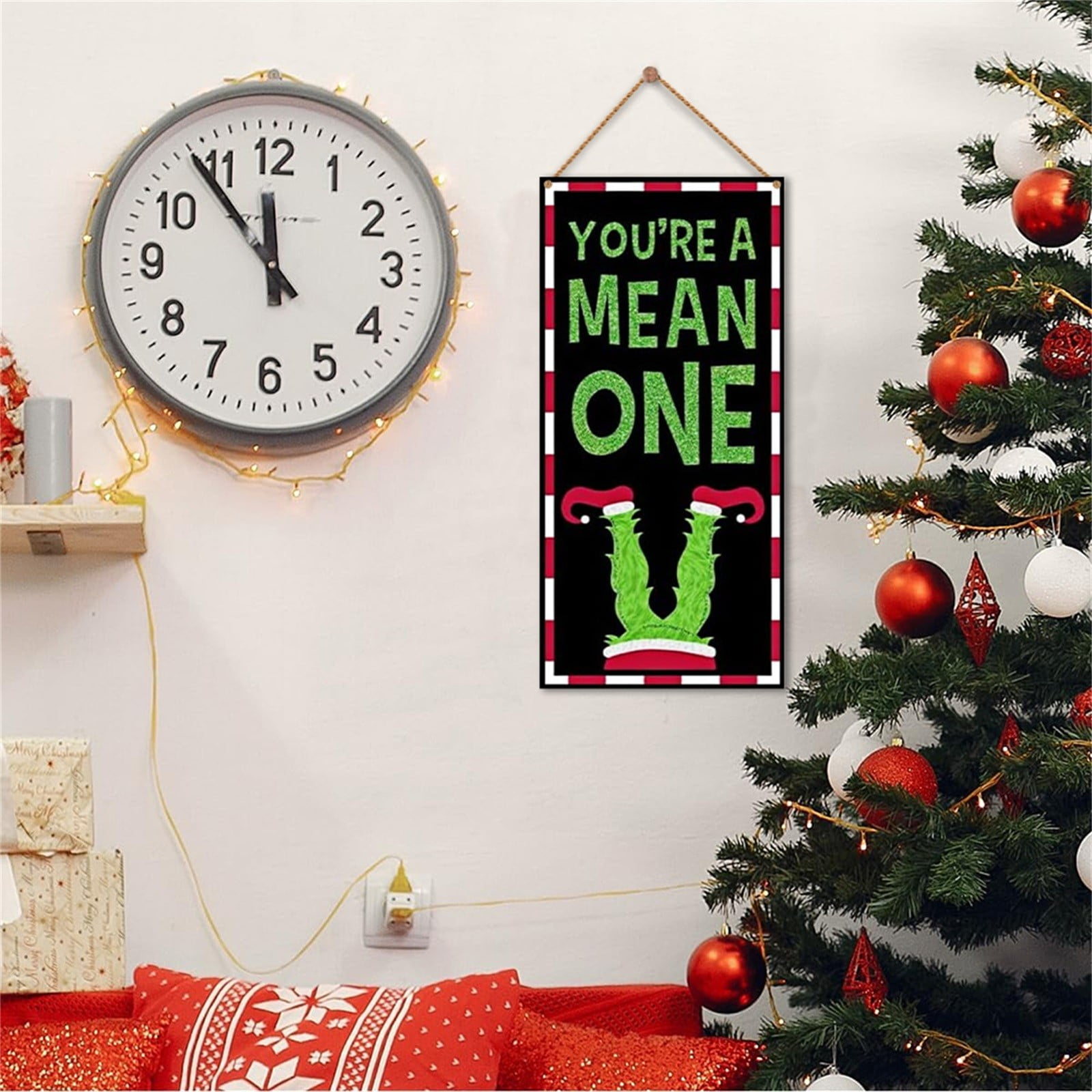 KUNPENG "You're A Mean One" Wooden Wall Hanger Sign - Christmas ...