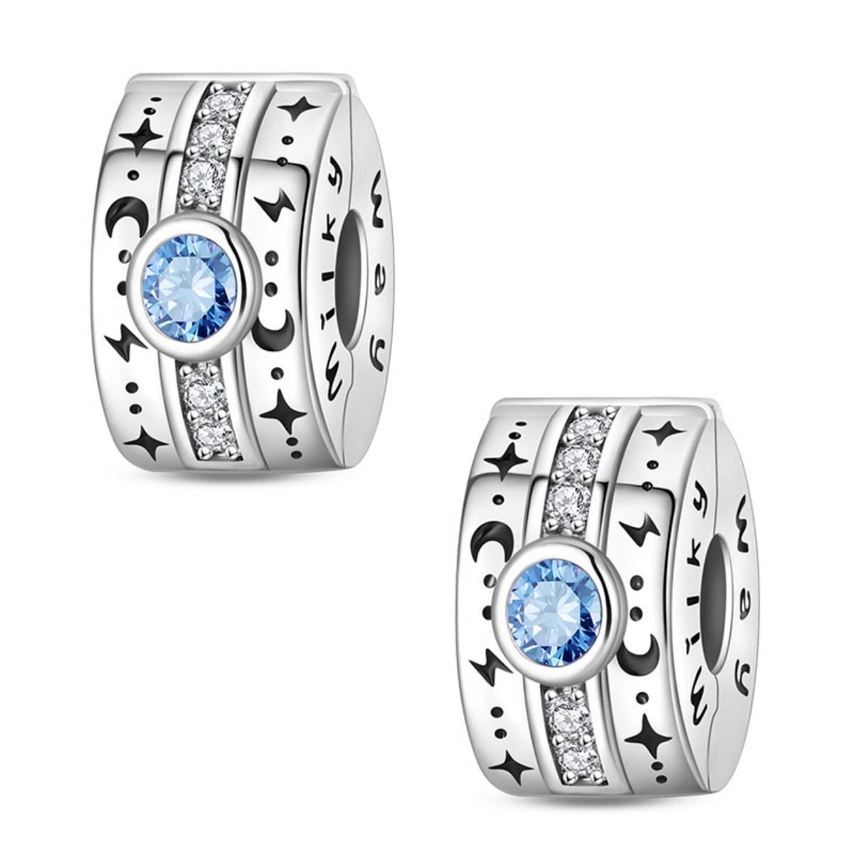 KUNSIR 2Pcs Clip Stopper Beads Fit For Bracelet, 925 Sterling Silver ...