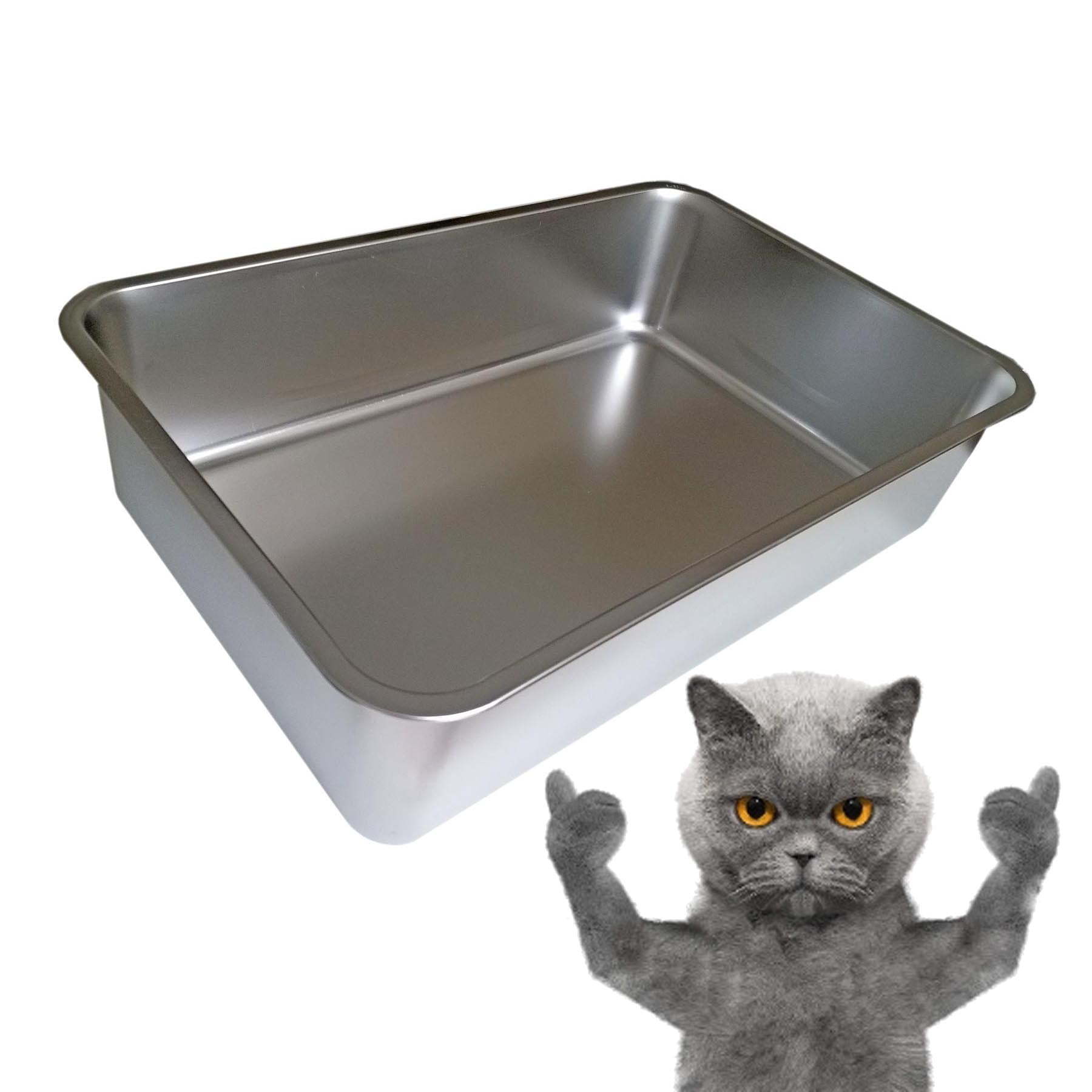 KUNWU Stainless Steel Cat Litter Box 18"x14"x6", Corrosion Resistant ...