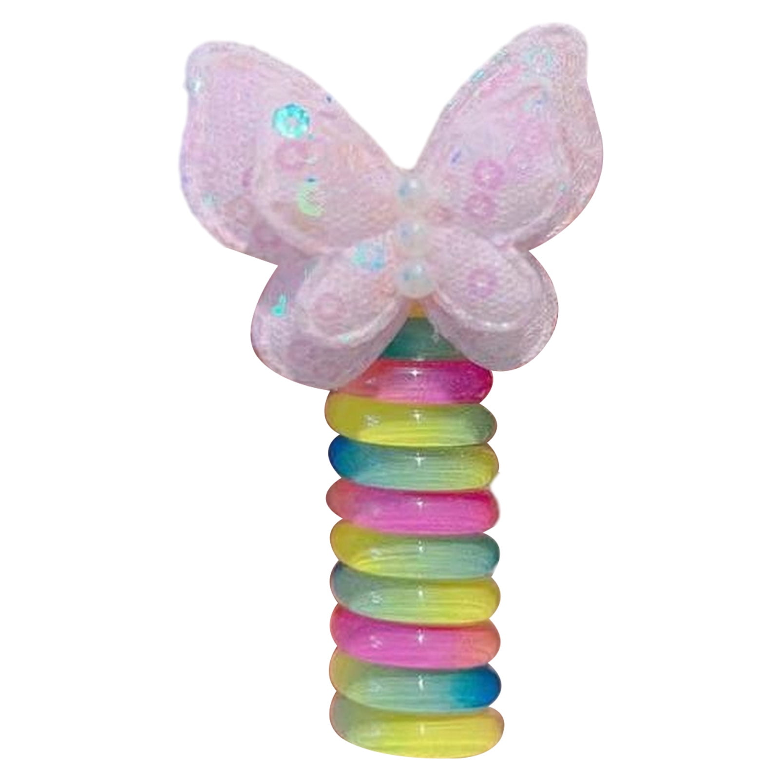 KUNyu 1/6Pcs Colorful Braided Telephone Wire Hair Bands for Kids Sweet Style Heart Flower Bow ...