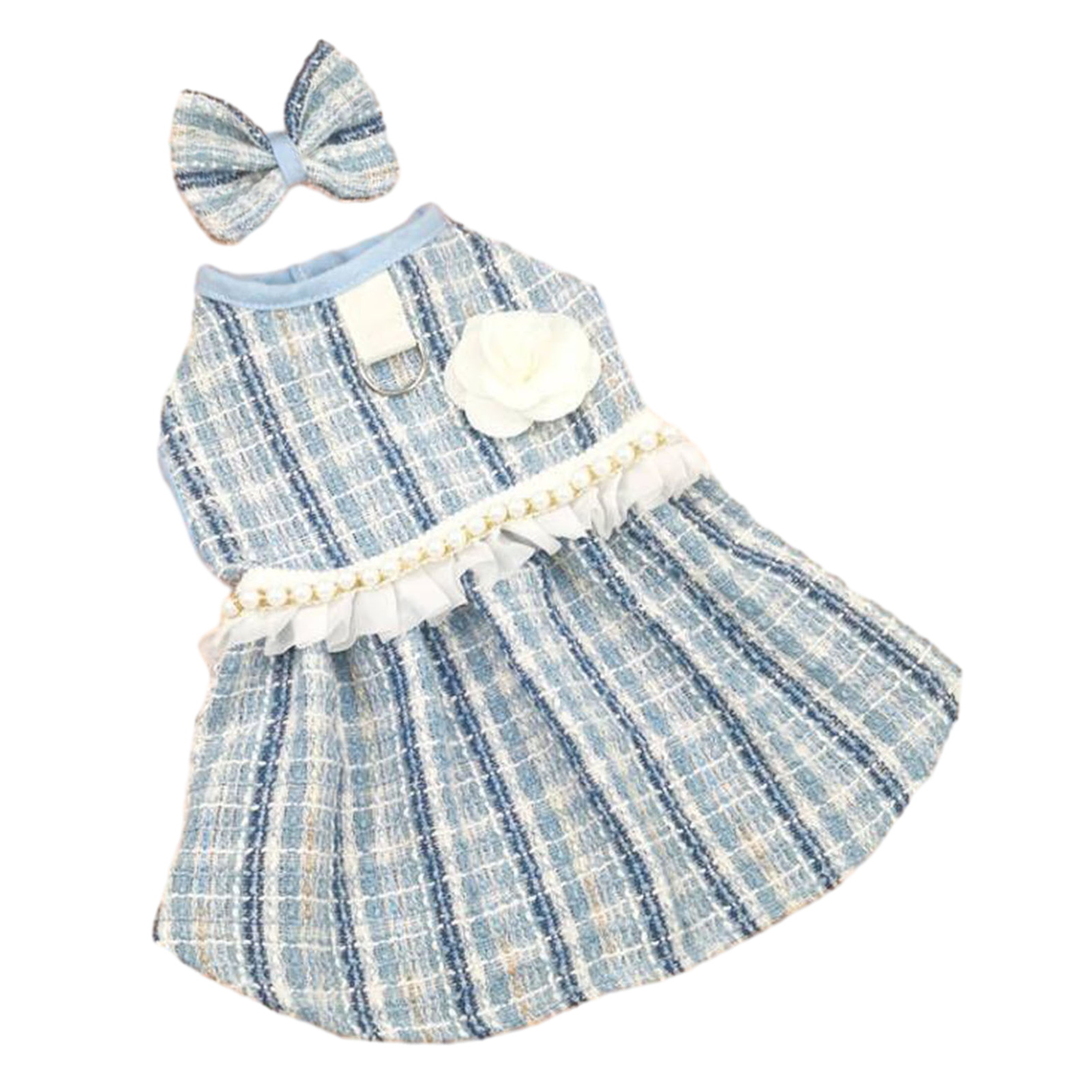 KUNyu 1 Set Pet Dress with Bow Headdress Floral Faux Pearl Decor Cute Dogs Cats Princess Dress ...