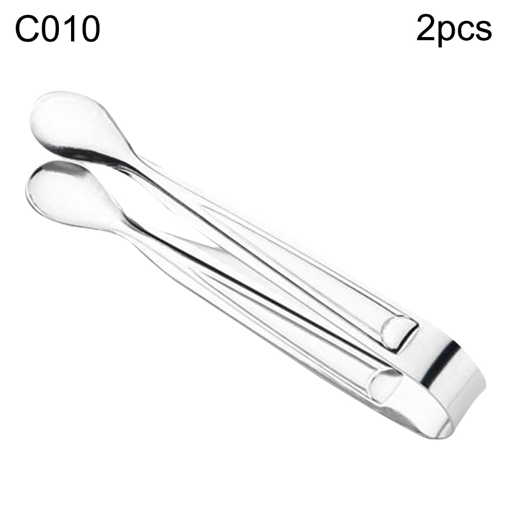 KUNyu 2Pcs Stainless Steel Coffee Sugar Tongs Barbecue BBQ Clip Clamp ...