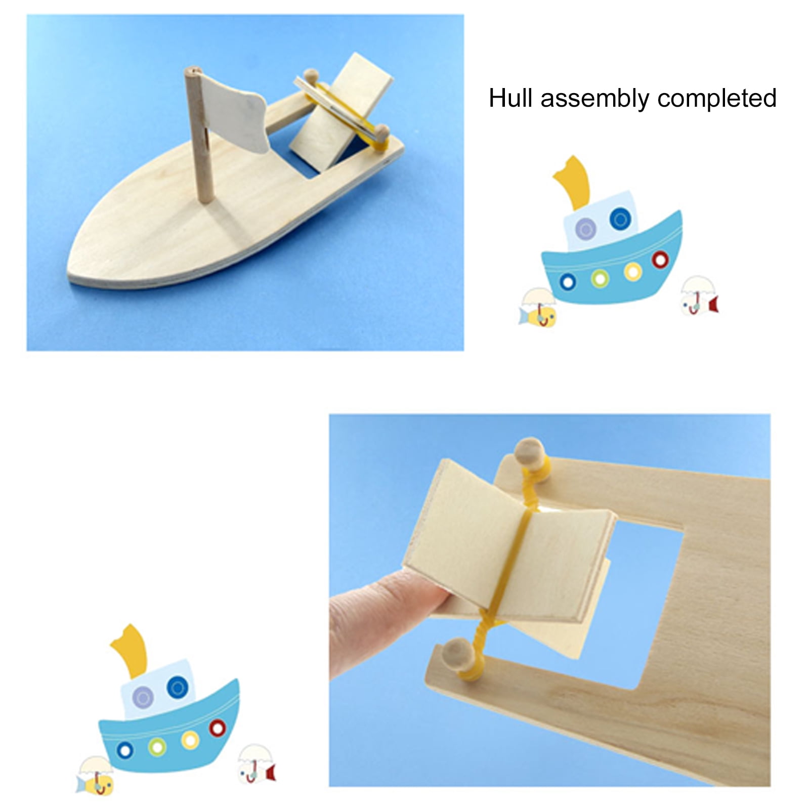 KUNyu Boat Toy Colorful Educational Motivational Wooden Sailboat Toy ...