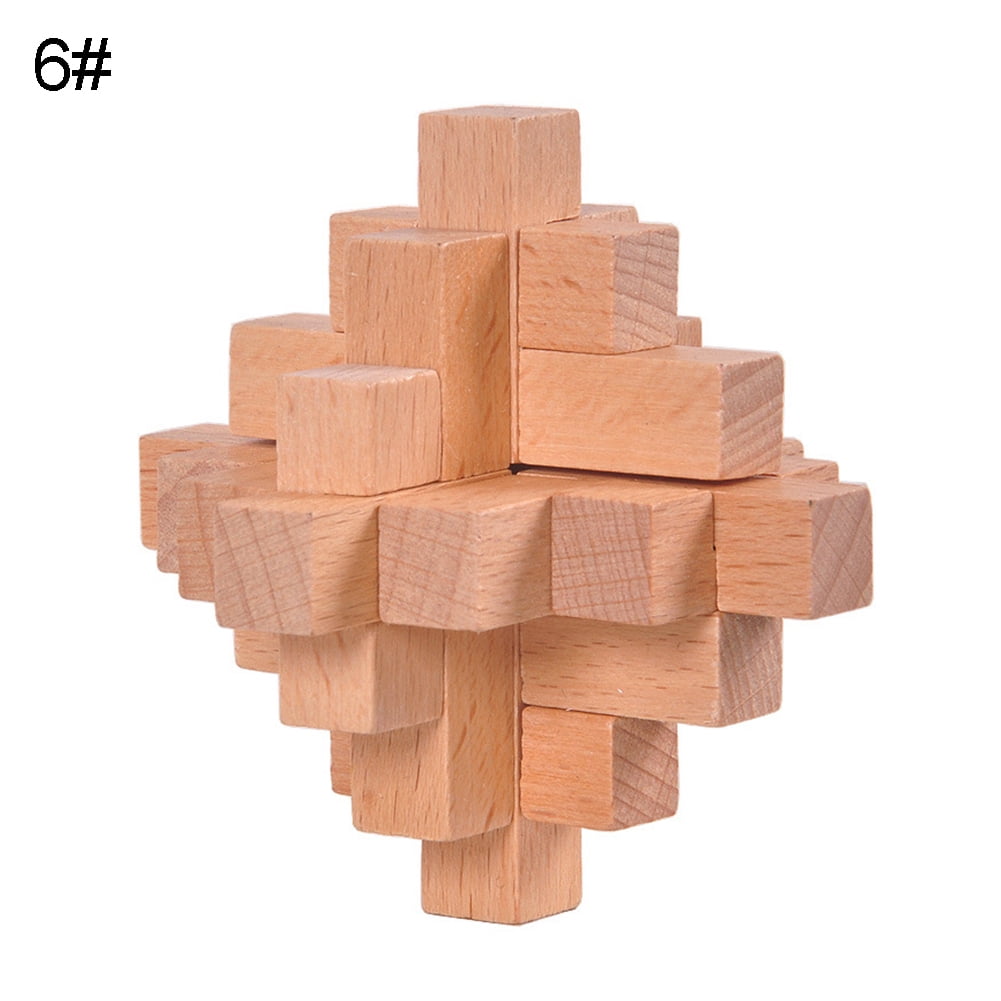 KUNyu Classic Wooden Puzzle Cube Ball Kongming Luban Lock Brain Teaser ...