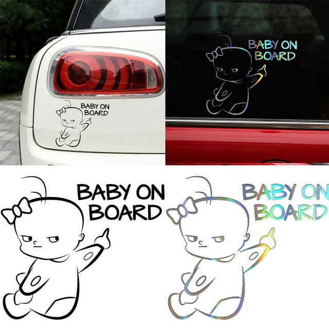 KUNyu Cute Baby on Board Car SUV Vehicle Reflective Warning Sign Decals ...