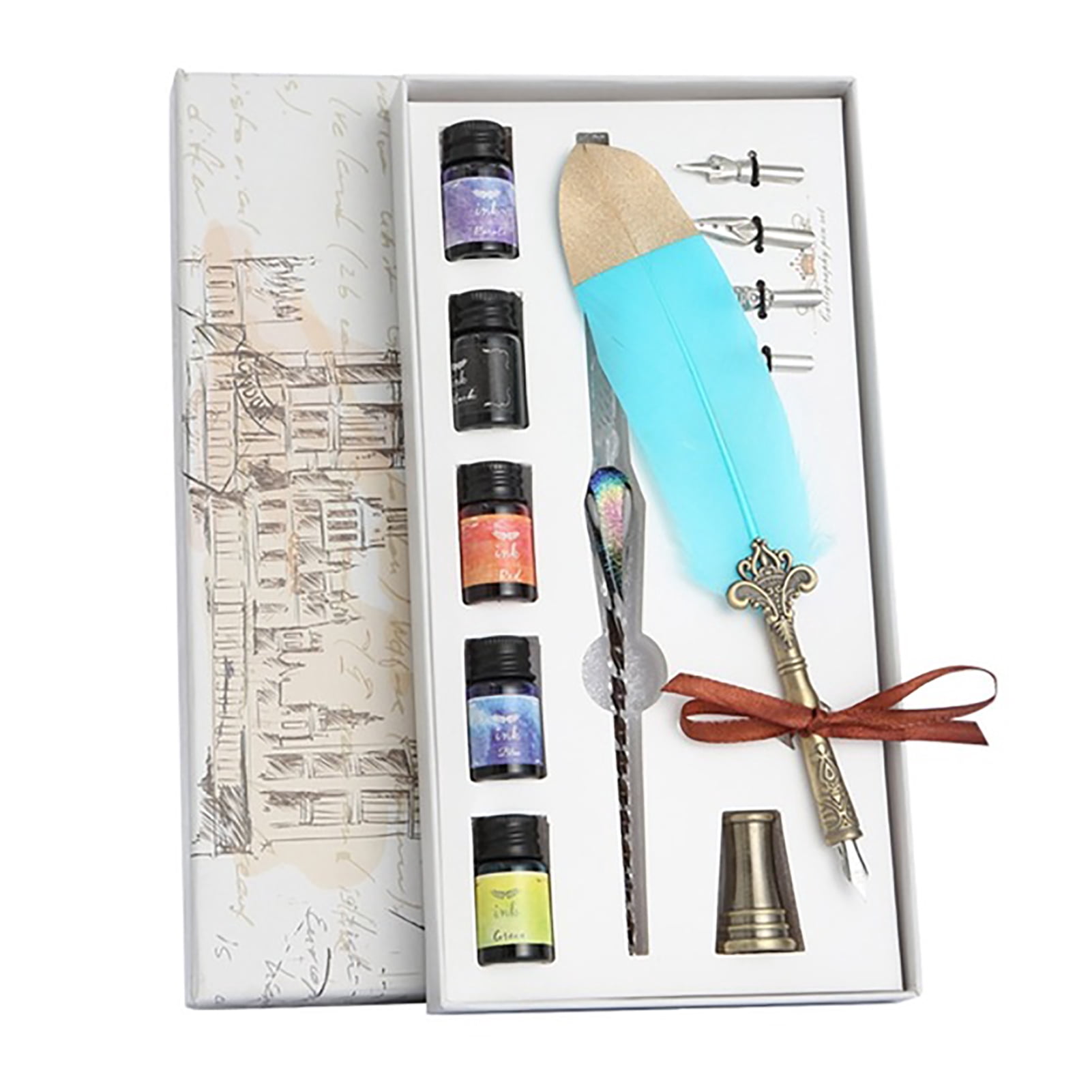 KUNyu Glass Dip Signature Fountain Pen Faux Crystal Feather Design ...