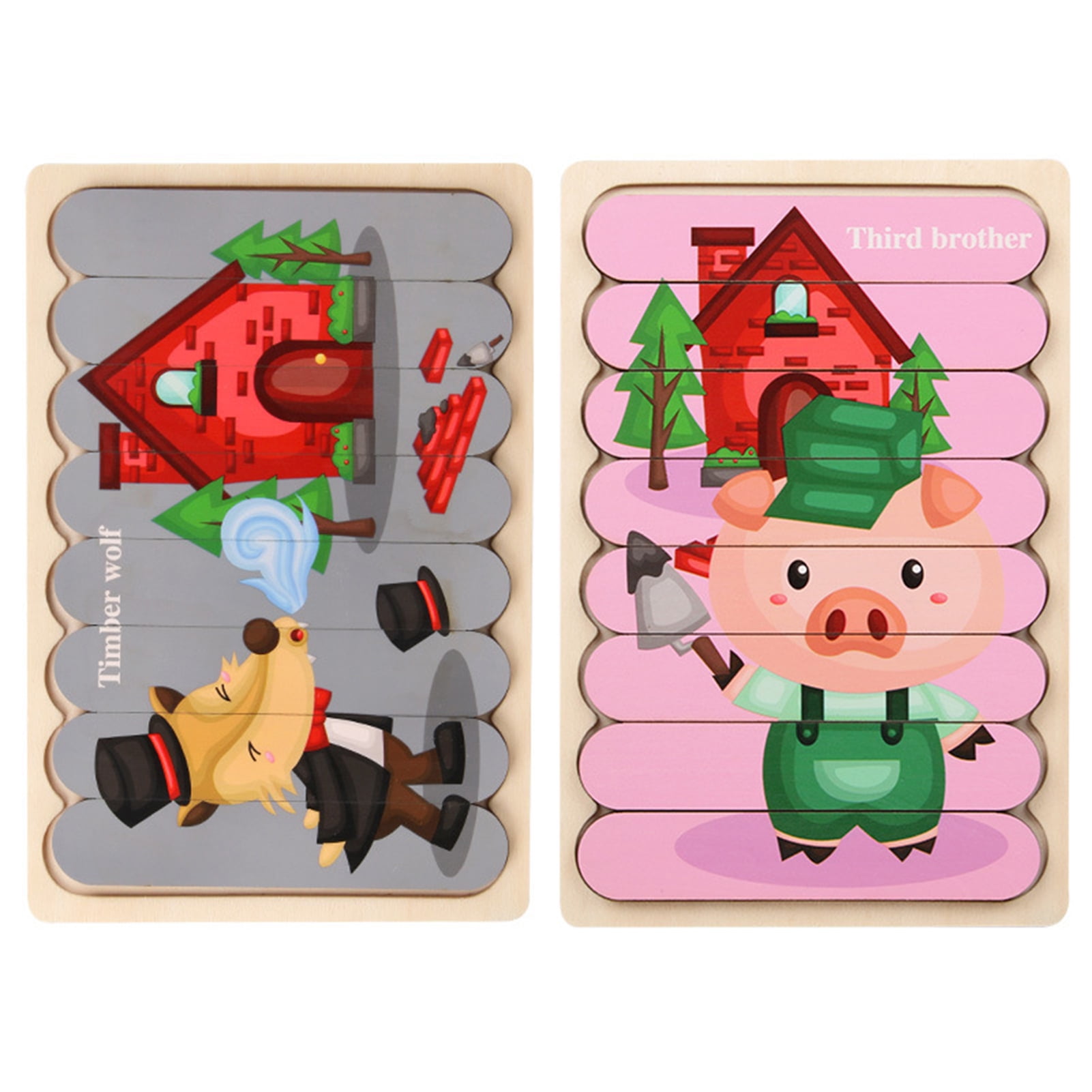 KUNyu Puzzles Toys Cartoon Design Universal Wooden Young Children ...