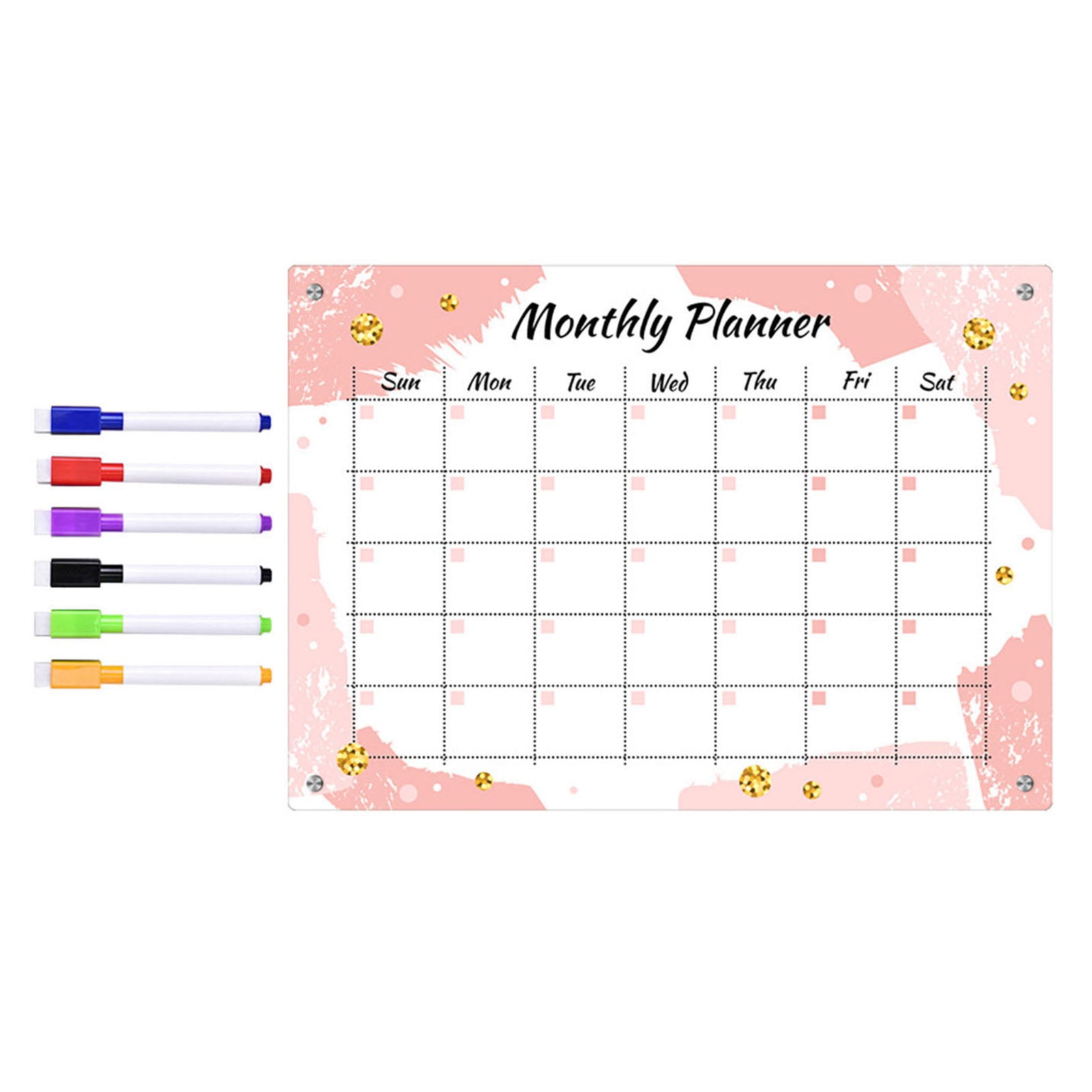 KUNyu Transparent Acrylic Weekly Planner Magnetic Stickers Re-writable ...