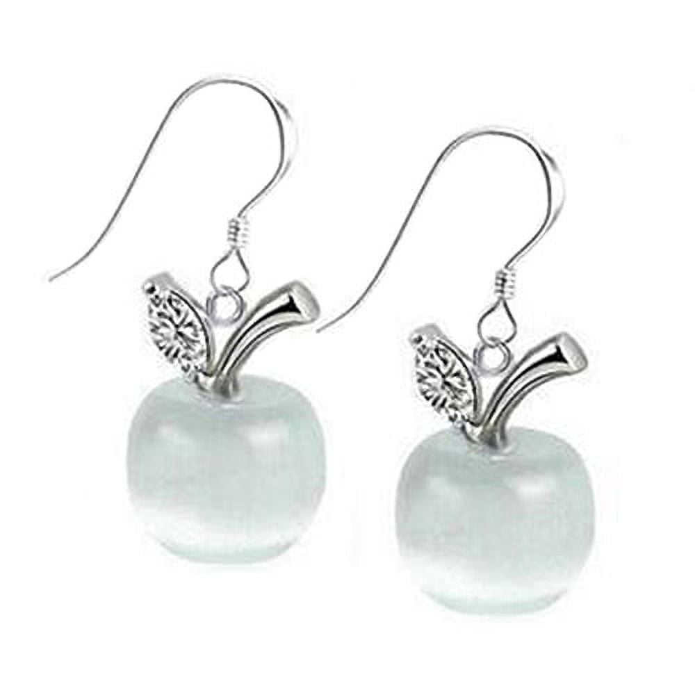 KUNyu Women Opal Apple Dangle 925 Sterling Silver Zircon Eardrops Hook ...