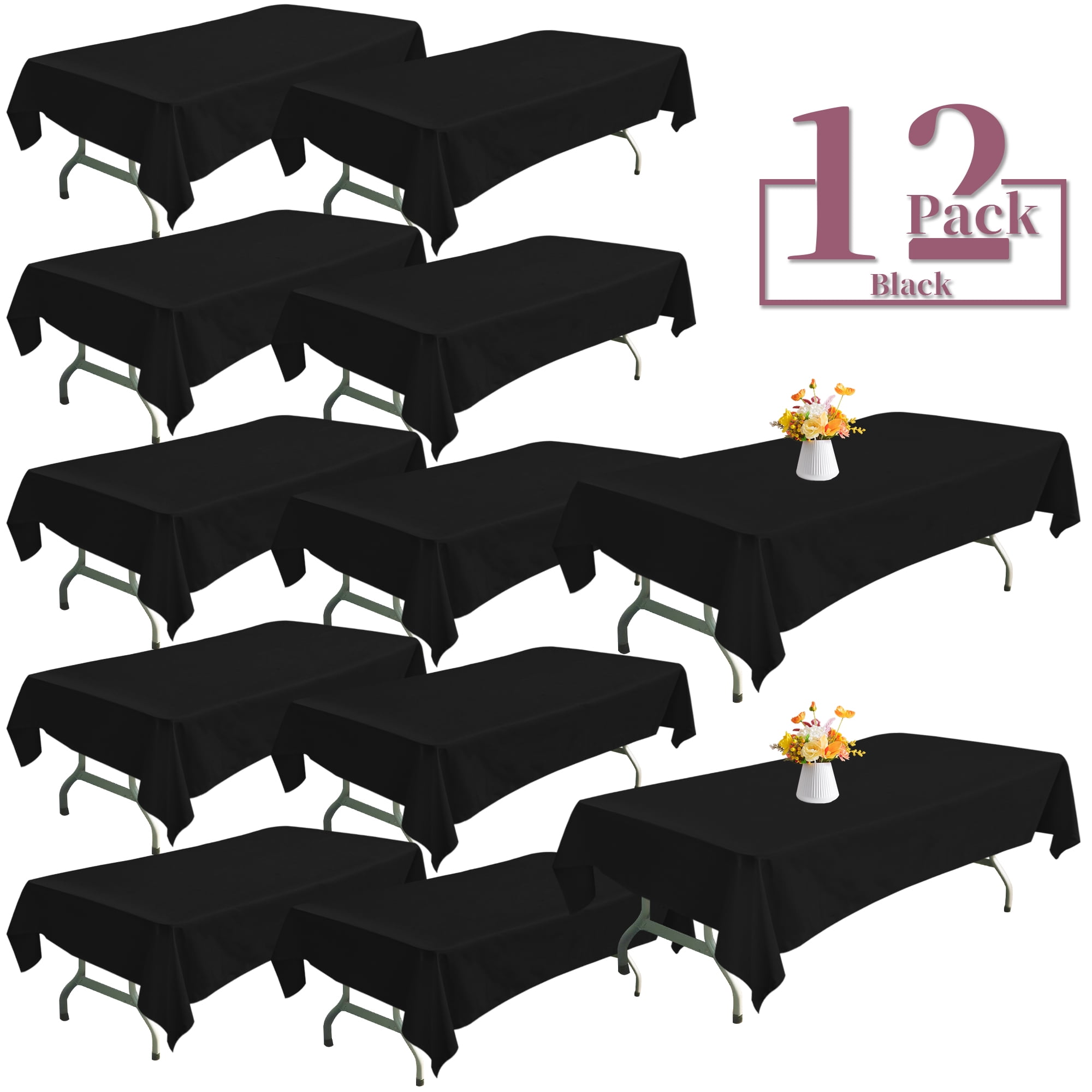 KUOGO 12 Pack Ivory Tablecloth 60 x 126 Inch Polyester Table Cloth for ...