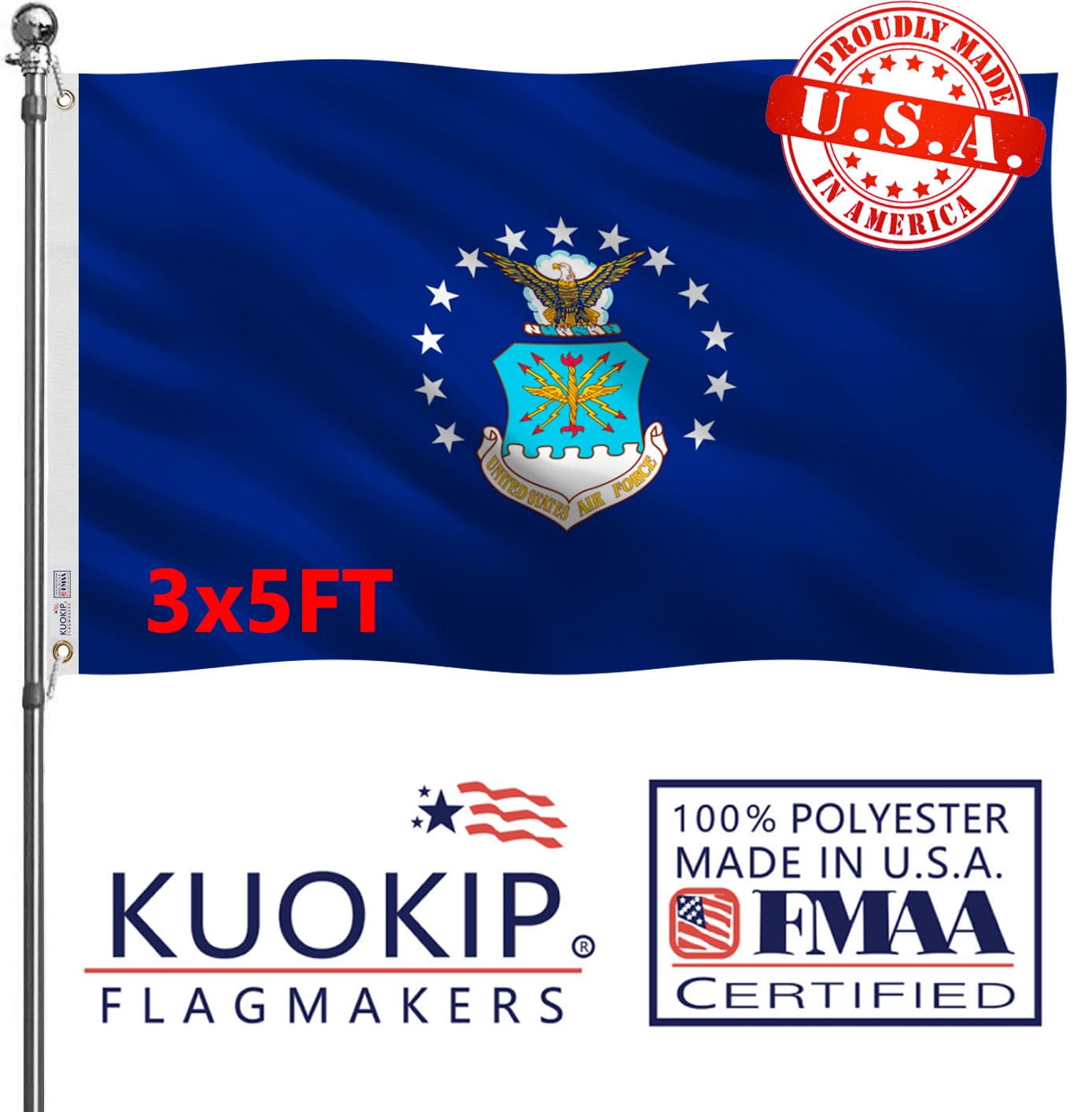 KUOKIP Double Sided Blue United States Air Force Military Flag 3x5 ...