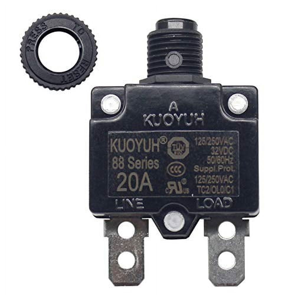 KUOYUH 20 Amp DC Circuit Breaker Push-Button Reset with Quick Connect ...