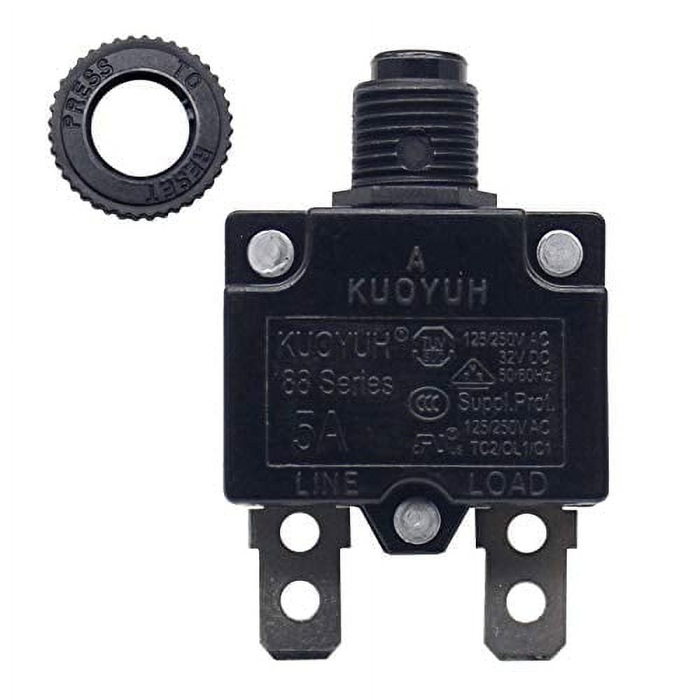 KUOYUH 5 Amp DC Circuit Breaker Push-Button Reset with Quick Connect Terminals and Waterproof ...