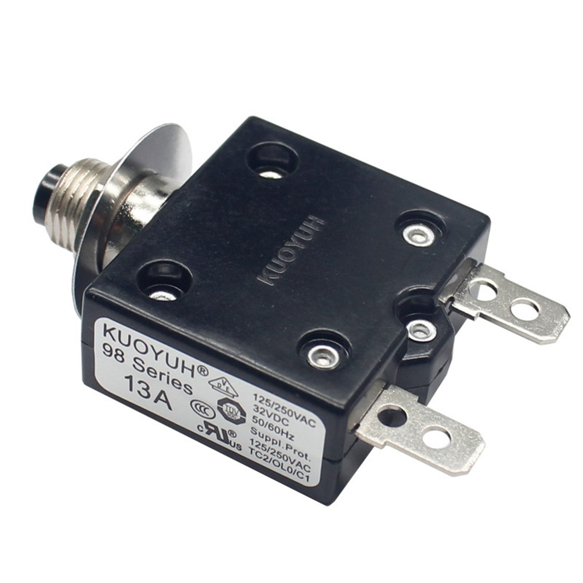 KUOYUH USA 13 Amp 98 Series Quick Connect Terminals Push-To-Reset ...
