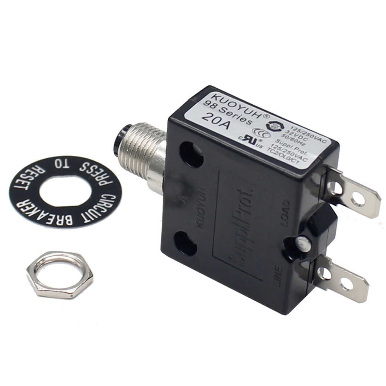 KUOYUH USA 20 Amp 98 Series Quick Connect Terminals Push-to-Reset ...