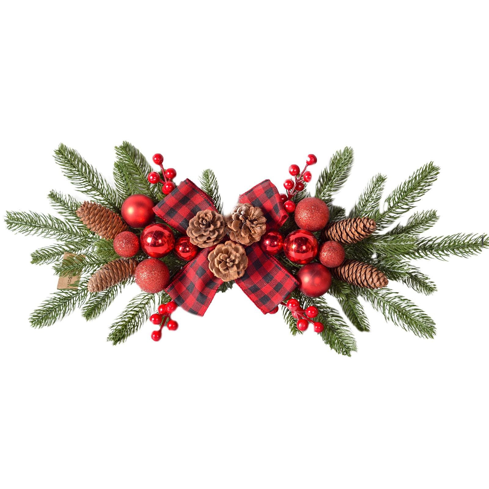KUOZHUOW Christmas Wreath Artificial Red Berry Green Leaves Garland ...
