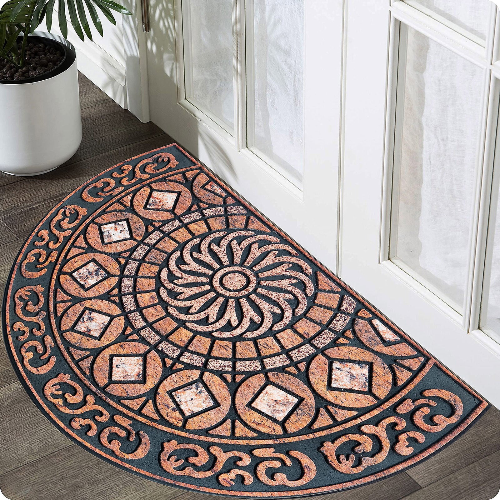 KUOZHUOW Half Circle Rug Front Door Mat Outside Entrance Half Moon ...