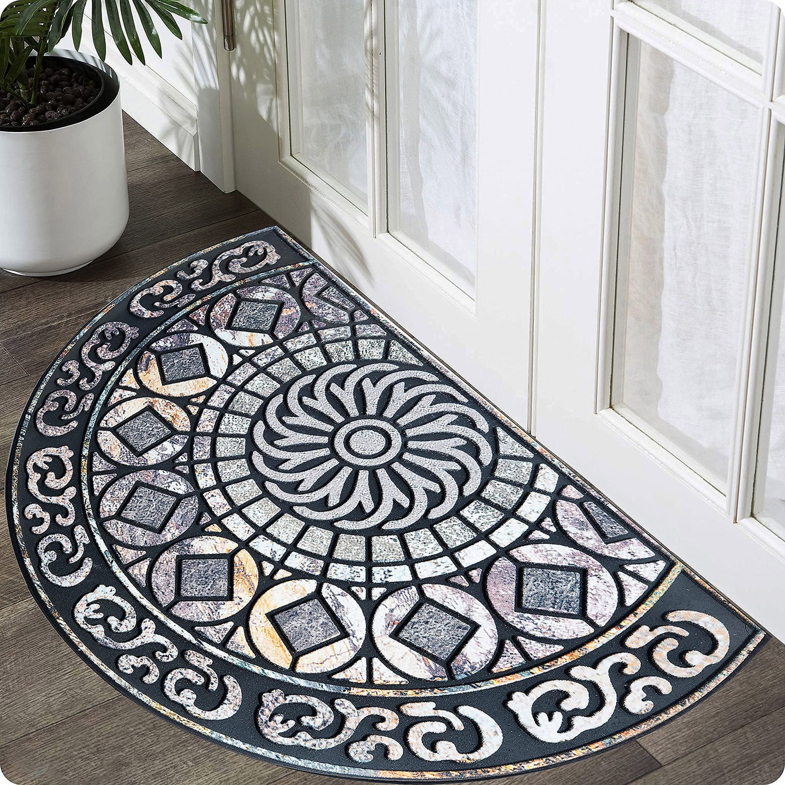 KUOZHUOW Half Circle Rug Front Door Mat Outside Entrance Half Moon ...